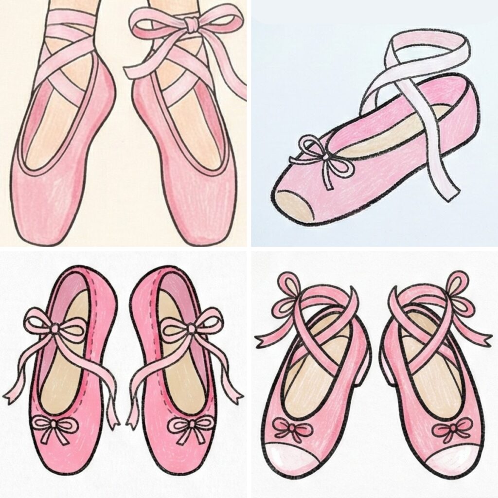 Ballet Drawings: Easy Ballet Shoes & Pointe Art