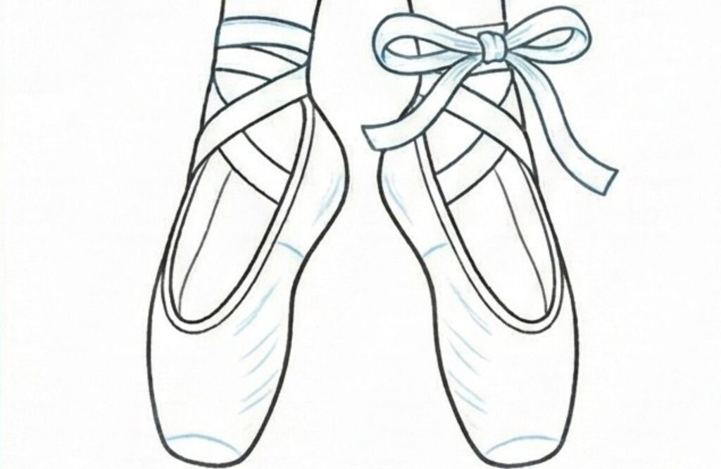 Realistic Pointe Shoes Drawing: Step-by-Step Ballet Sketch Tutorial for ...